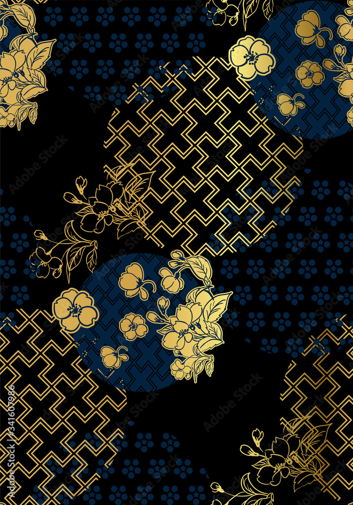 sakura traditional geometric pattern vector sketch illustration line ...
