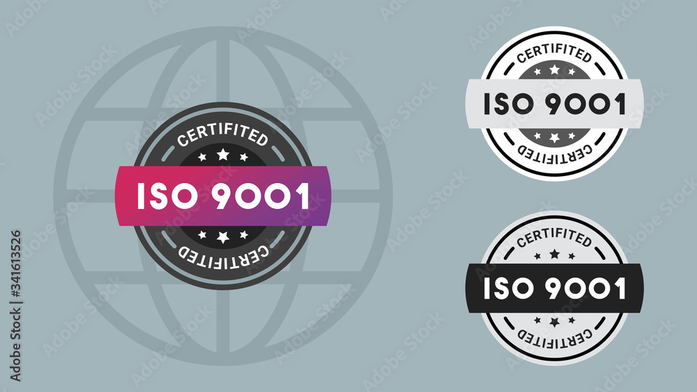 ISO 9001 certified sign. Certified stamp vector illustration. Vector certificate icon. Vector ...