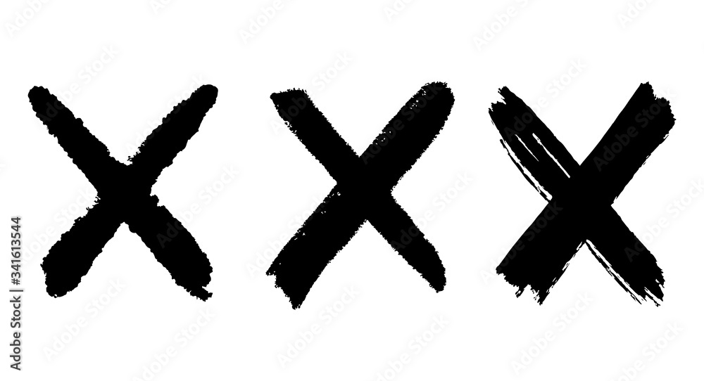 set of hand drawn X Marks isolated on white background. Two Crossed ...