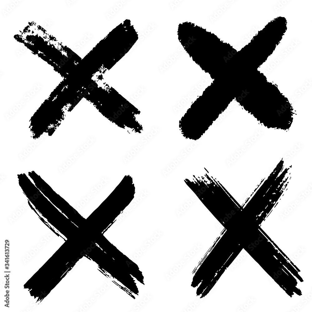 set of hand drawn X Marks isolated on white background. Two Crossed ...