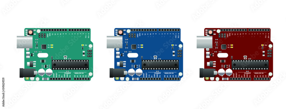 Realistic arduino board detailed illustration of the top view. For ...