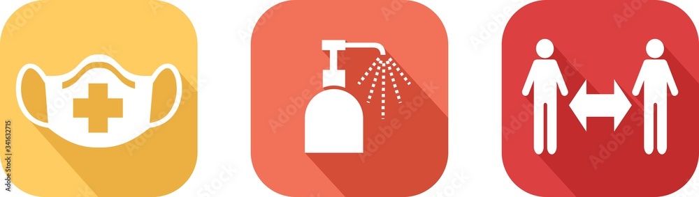 Icons of barrier gestures to protect against the Covid-19 virus Stock ...