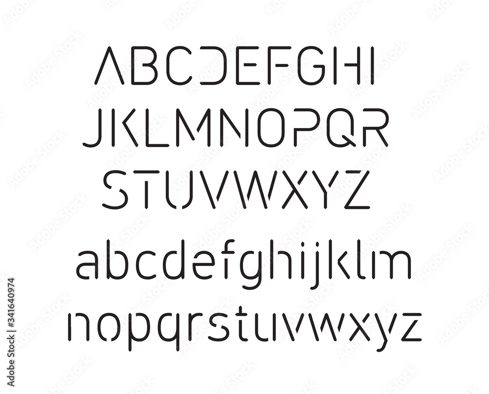 Naklejka thin font. Futuristic font. Cosmic Font. Vector alphabet set ... Naklejka thin font. Futuristic font. Cosmic Font. Vector alphabet set ...