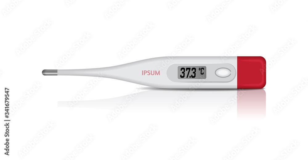 Electronic medical thermometer for measuring. Fever 37.3. Vector design ...