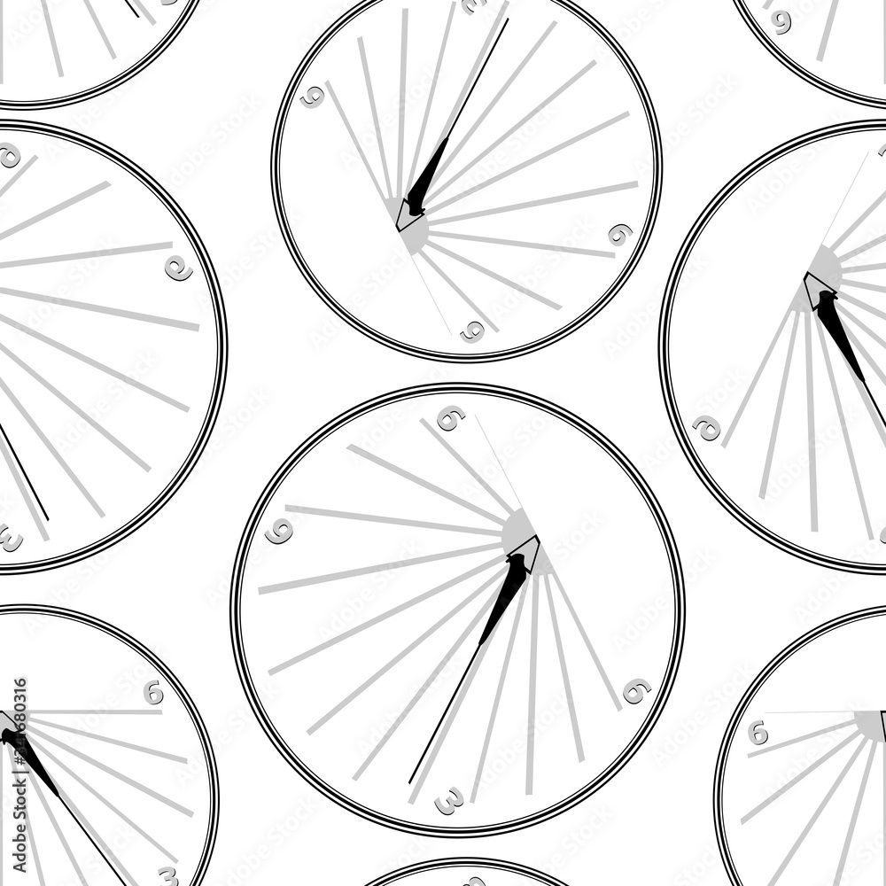 Seamless patterns of sundial icon. Sun clock. Outline of antique ...