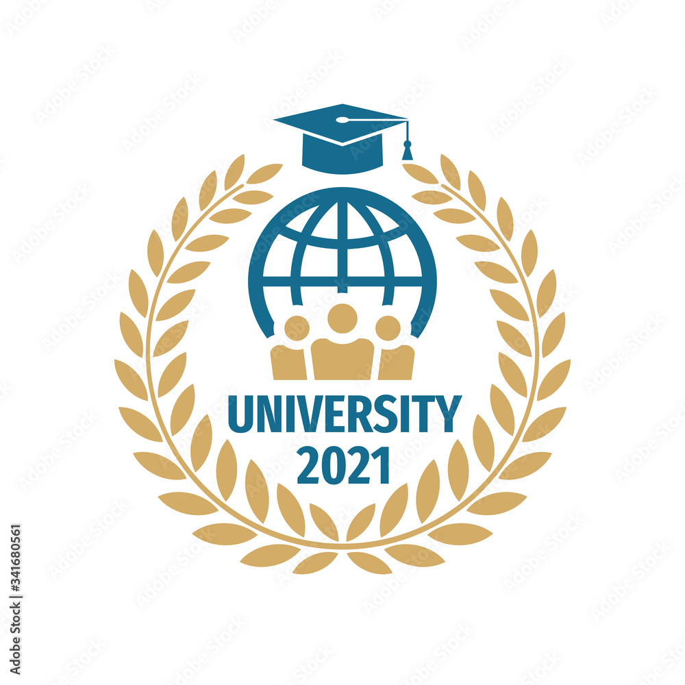 Education badge logo design. University high school emblem logo. Laurel ...