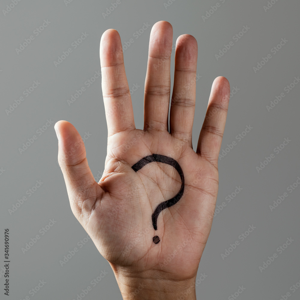 Poster question mark in the palm of a man – Wall Art | UkPosters