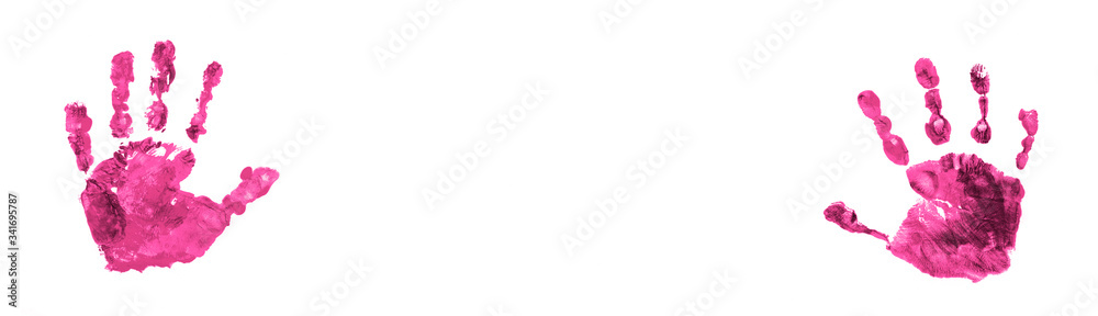 Pink hand paint print banner, isolated white background, identity ...