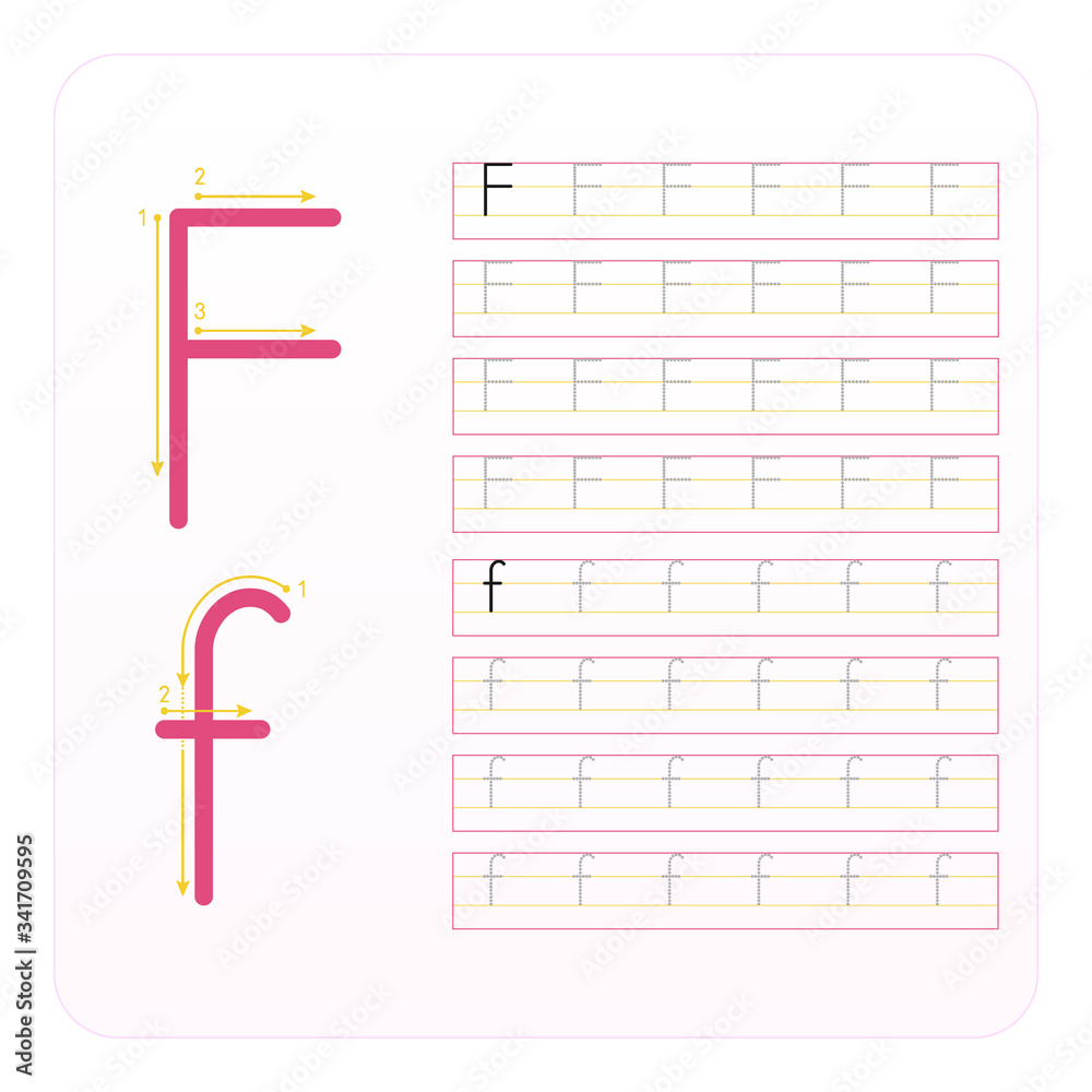Writing practice letter F printable, kindergarten kids to improve basic ...