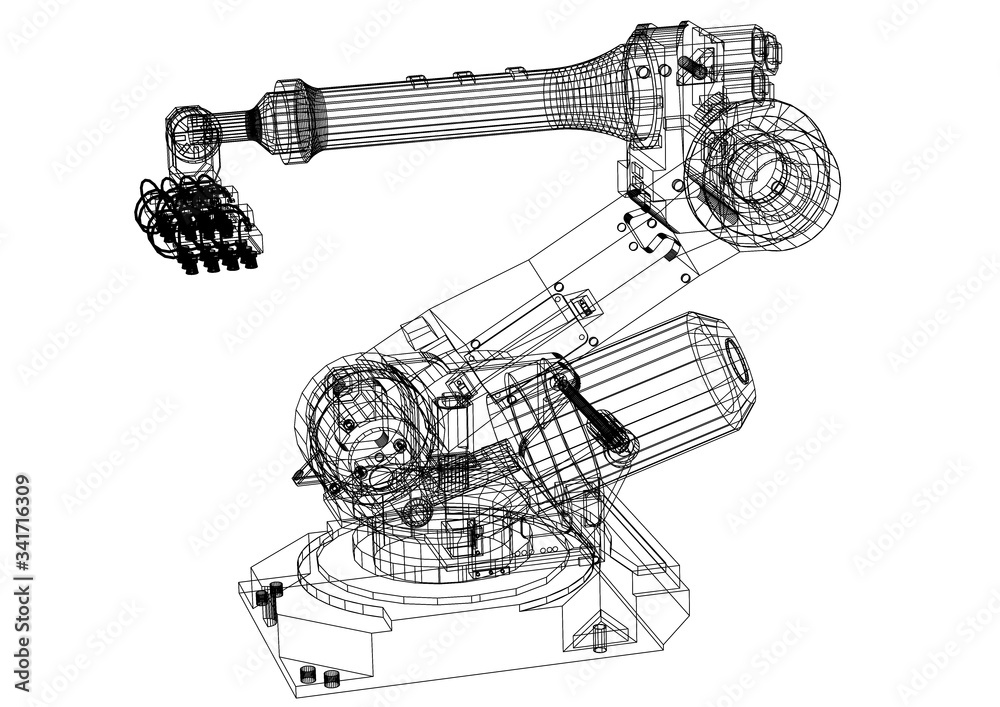 Robotic Arm blueprint Stock Illustration | Adobe Stock