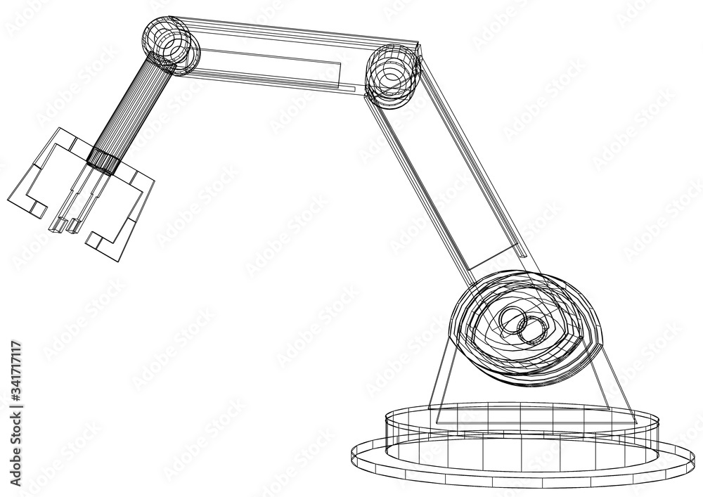 Robotic Arm blueprint Stock Illustration | Adobe Stock