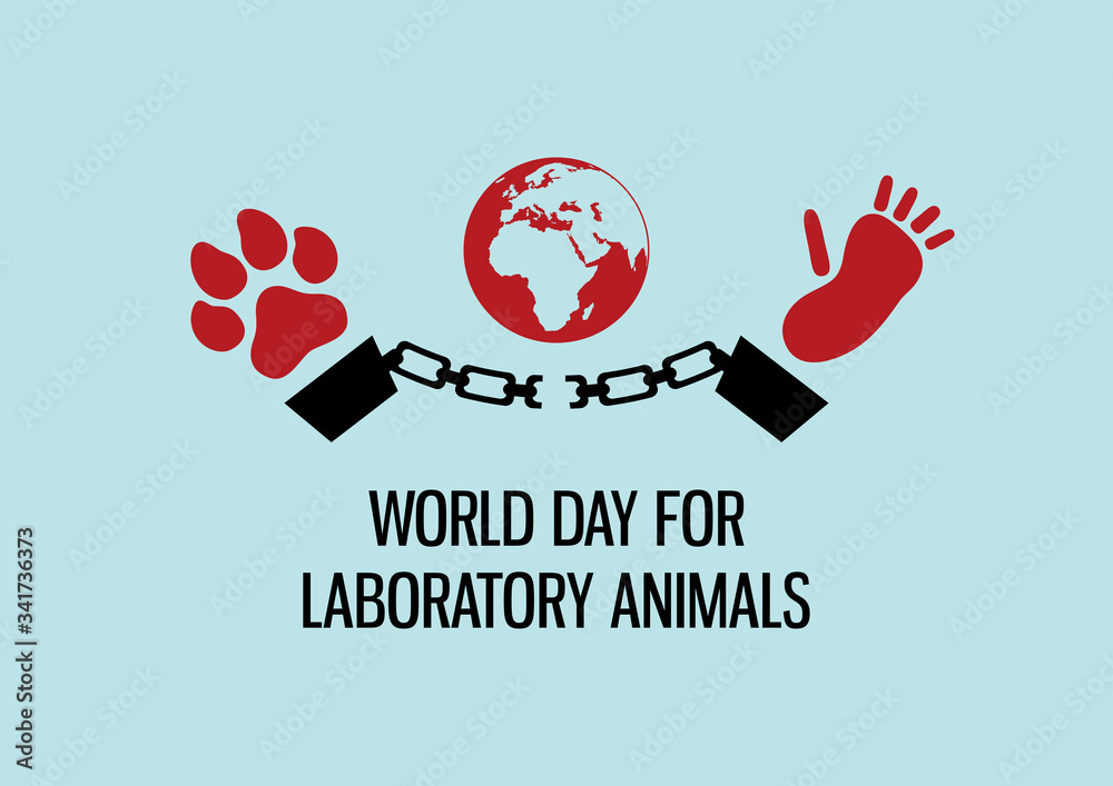 Vecteur Stock World Day for Laboratory Animals vector. Dog and monkey ...