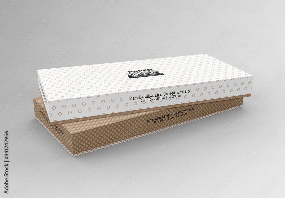 Stacked Medium Rectangular Box and Lid Mockup Stock Template | Adobe Stock