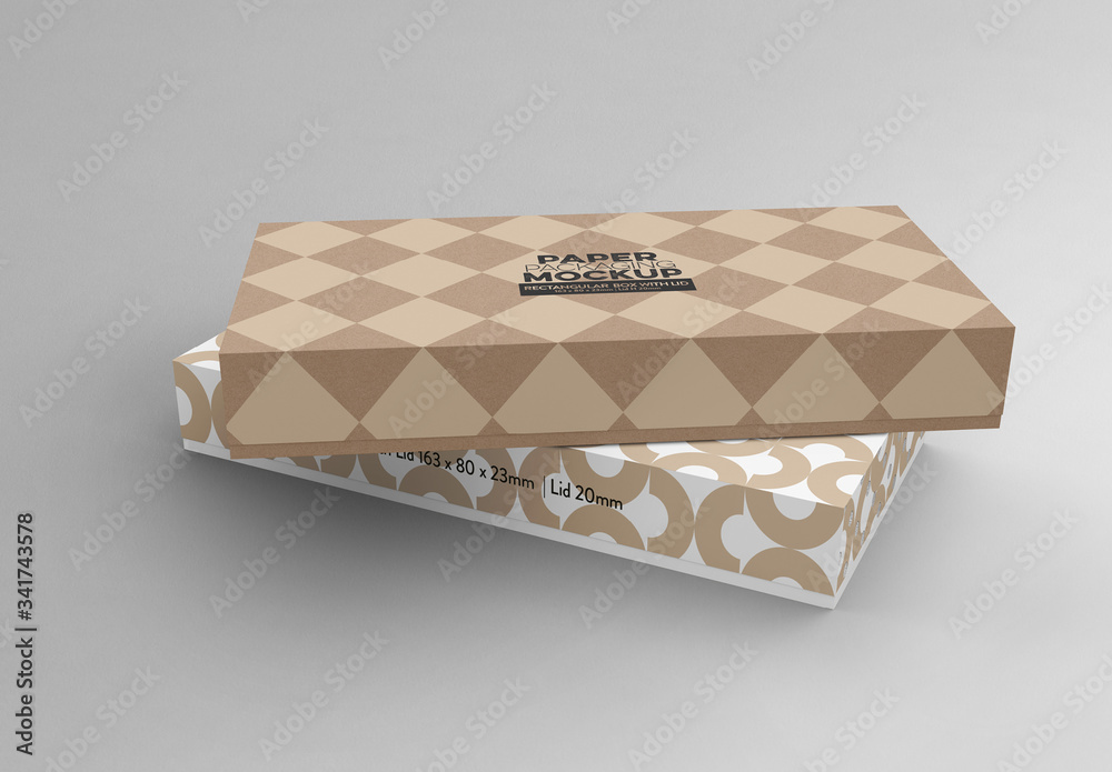 Stacked Small Square Box and Lid Mockup Stock Template | Adobe Stock