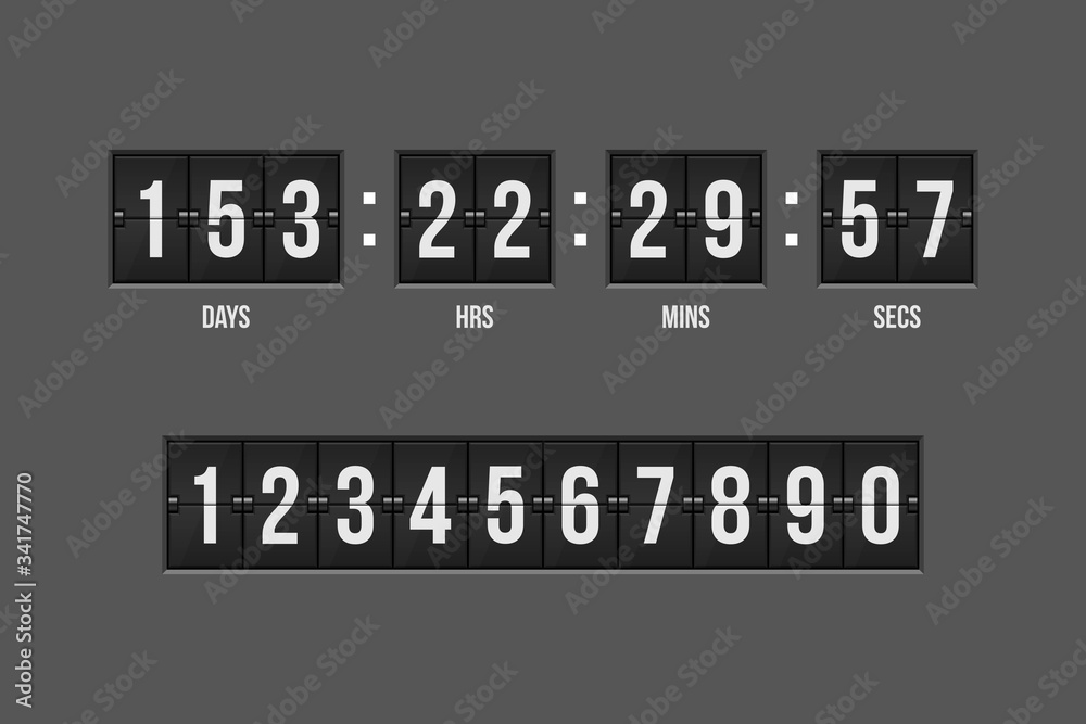 Mechanical scoreboard countdown timer vector illustration isolated ...