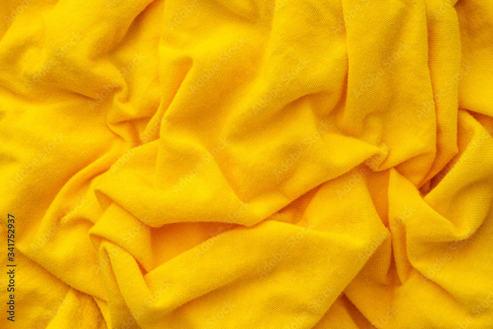 Yellow wrinkled fabric texture background Stock Photo | Adobe Stock