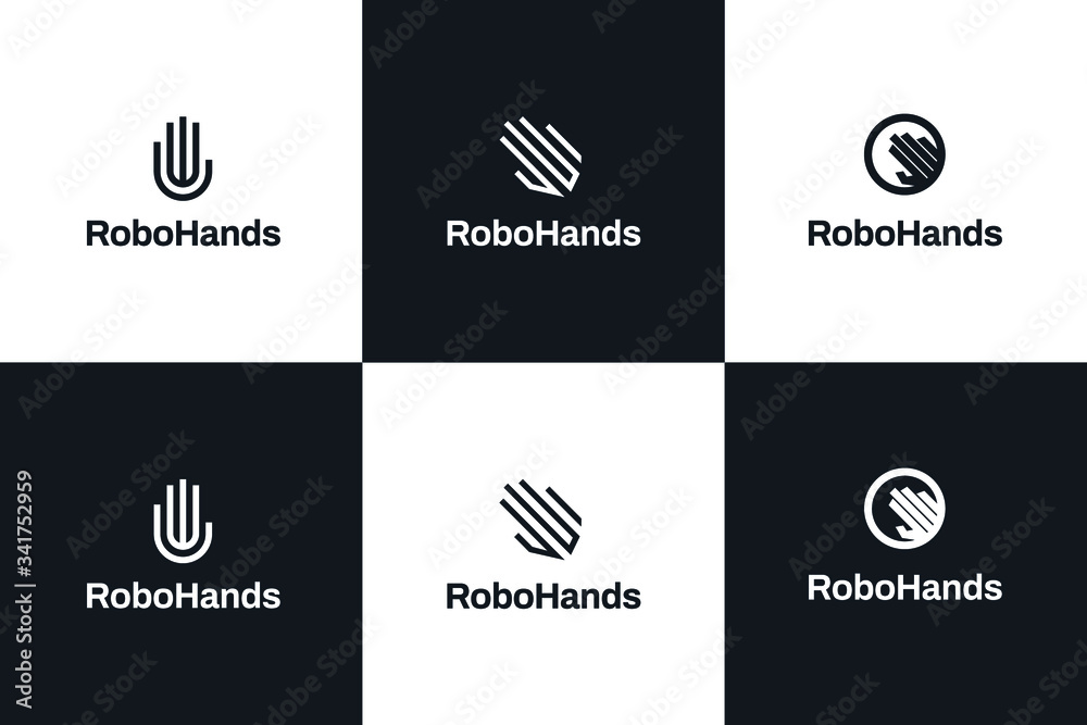 High Tech Robot Hand Vector Logo Variations Stock Vector | Adobe Stock