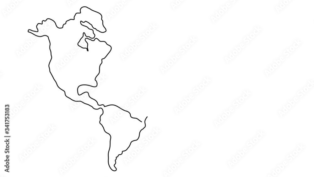 Continuous line drawing of world map. One line map of the Earth. Hand ...