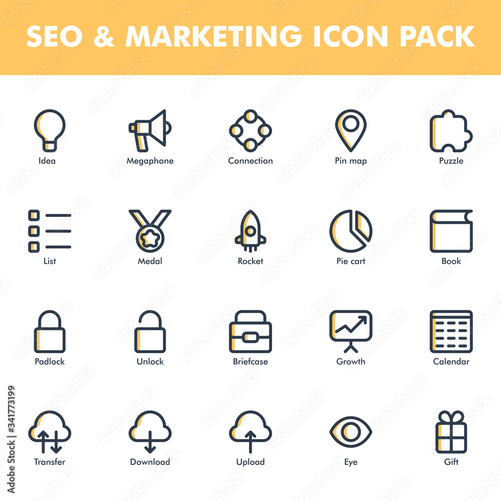 Seo & Marketing icon pack isolated on white background. for your web ...