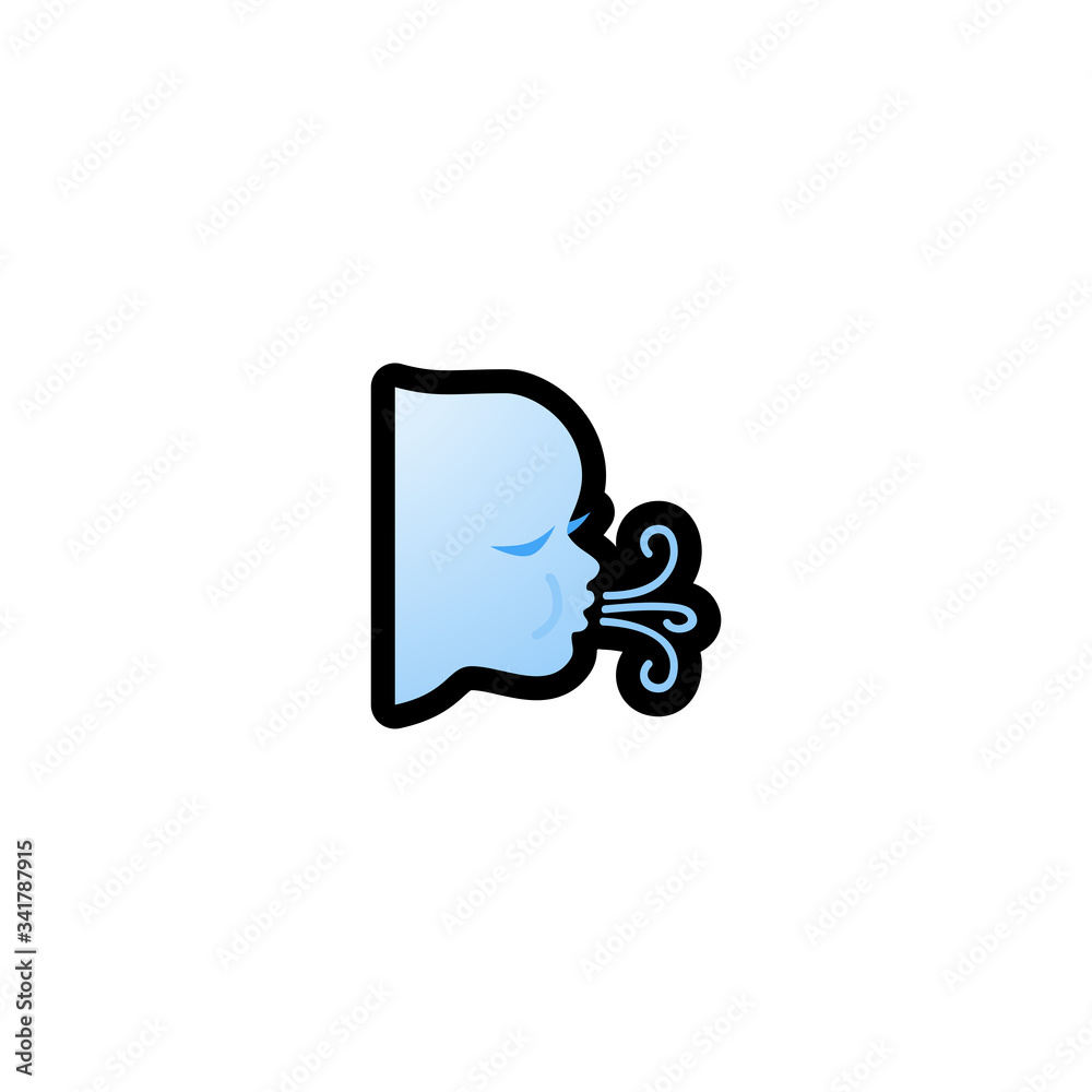 Wind Face Vector Icon. Isolated Weather Cartoon Style Emoji, Emoticon ...