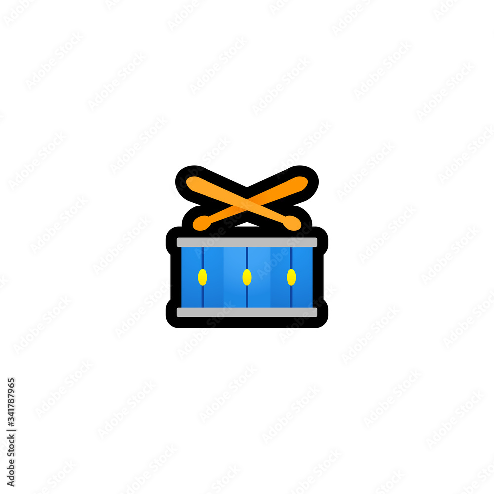 Drum Vector Icon. Isolated Musical Instrument Cartoon Style Emoji ...