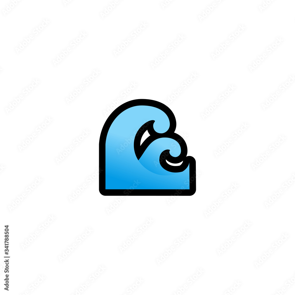 Water Wave Vector Icon. Isolated Sea Cartoon Style Emoji, Emoticon ...