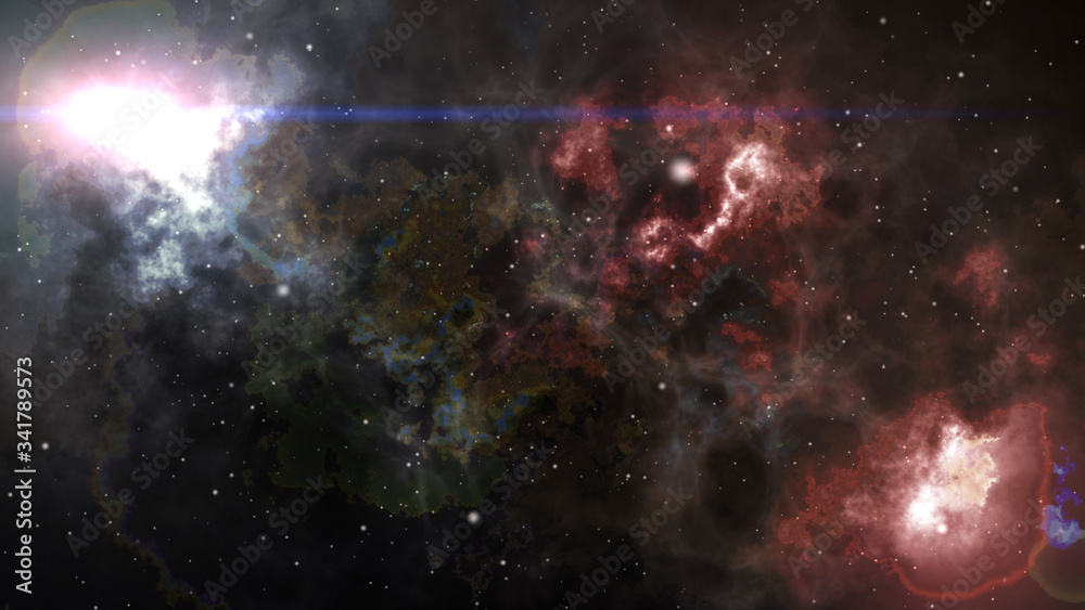 Beautiful illustration of outer space with many stars and star clusters ...