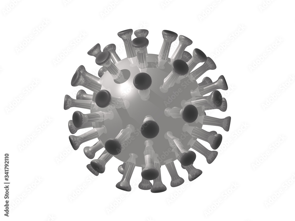 SILVER CORONA virus illustration having sticky arms around the body ...