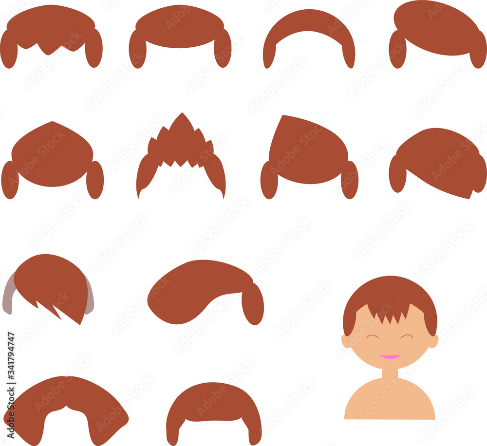Cartoon flat vector character. Cute boy and hairstyles set. Stock ...