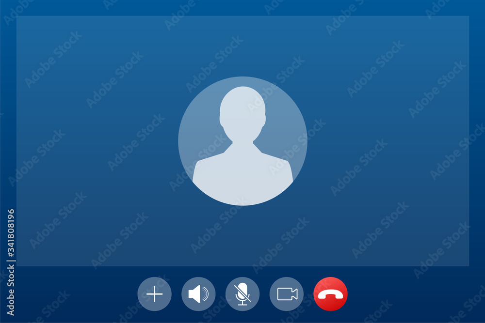 Incoming video call on laptop. Laptop with incoming call, man profile ...