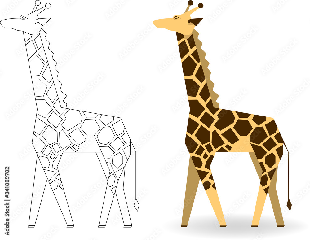 Giraffe silhouette isolated on white background. Logo and symbol of ...