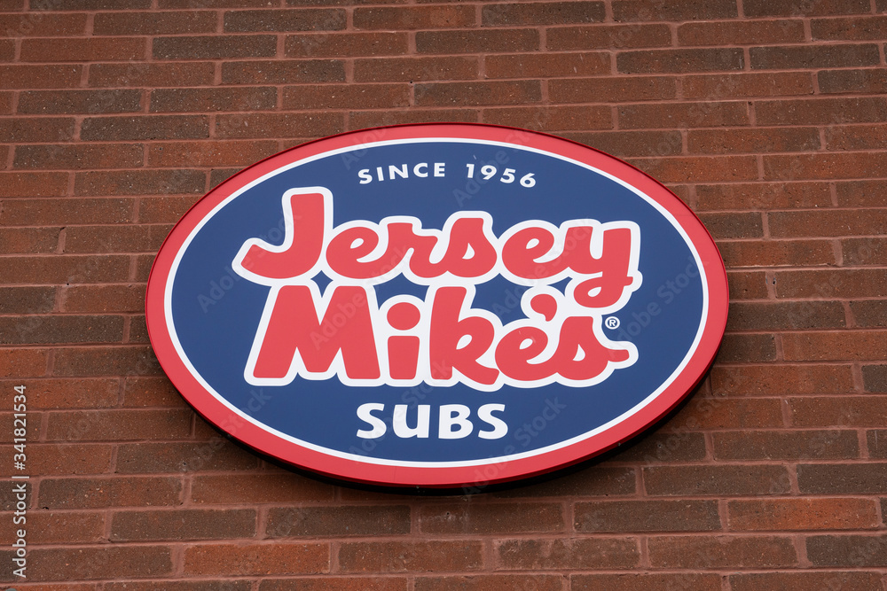 Jersey Mike's subs signage on brick wall Stock Photo | Adobe Stock