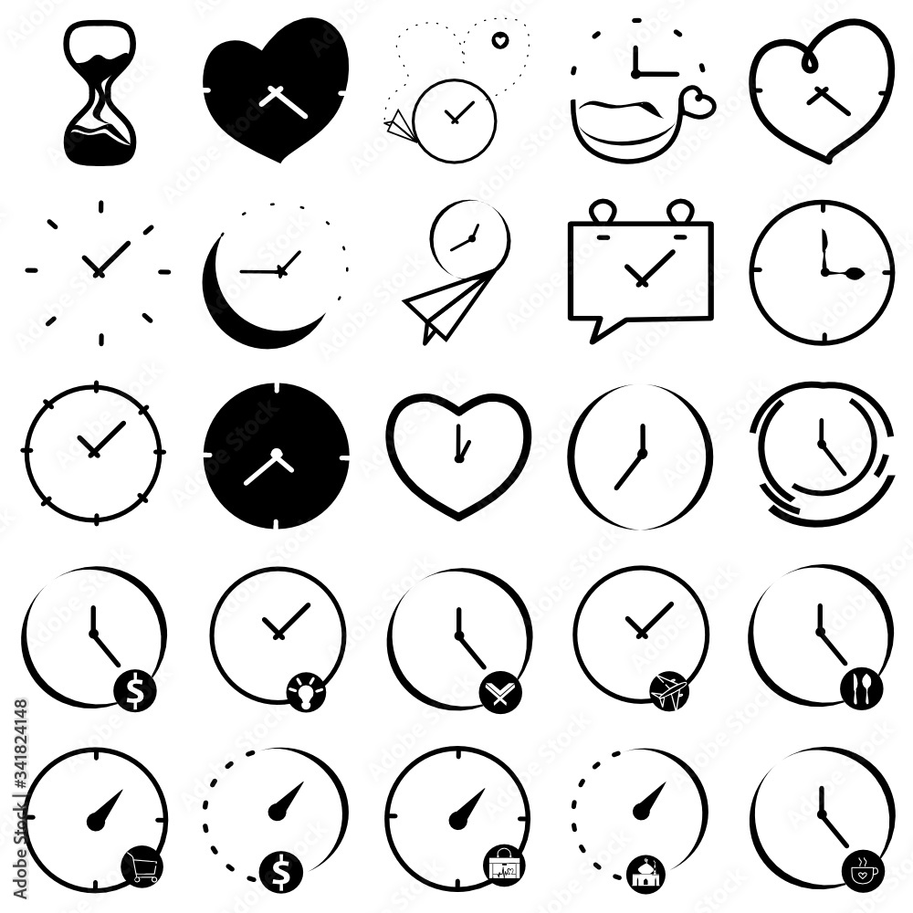 Set of time, clock. Concept of UI design elements. Digital countdown ...