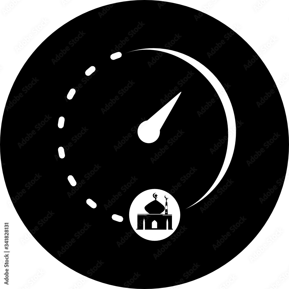 Vetor de Prayer time, clock, watch in black circle icon. Concept of UI ...