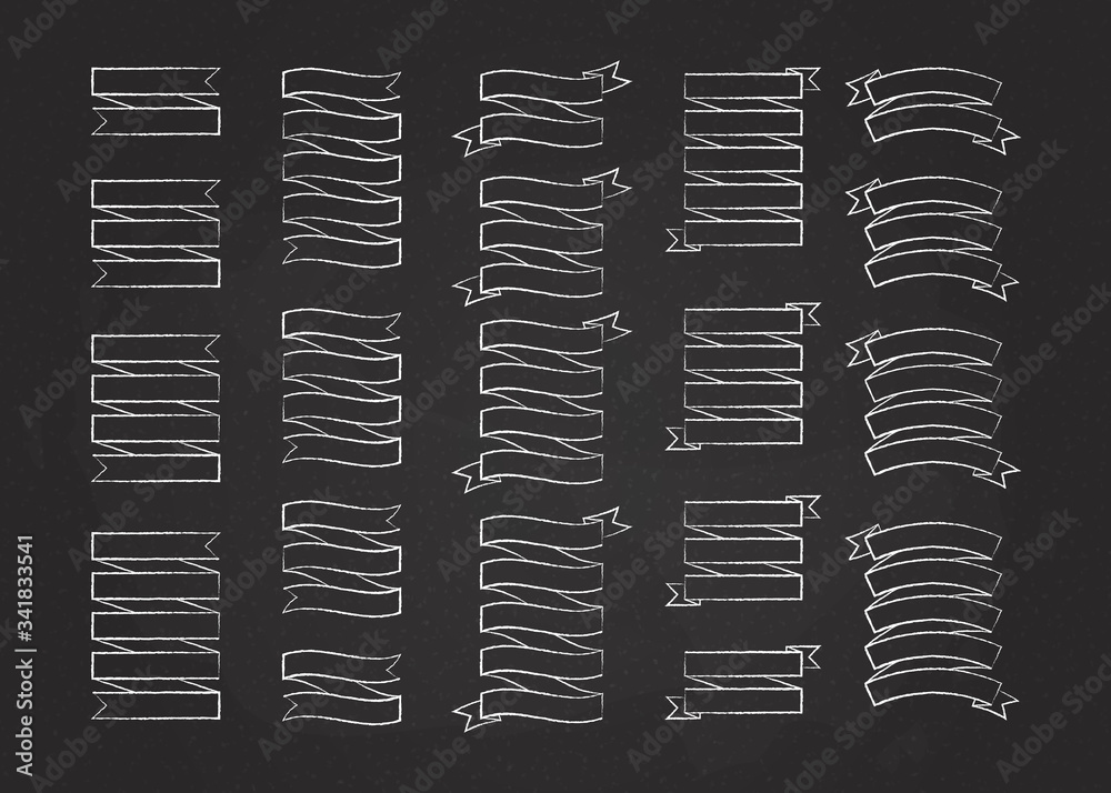 Chalk stroke ribbon template banner vector collection illustration ...