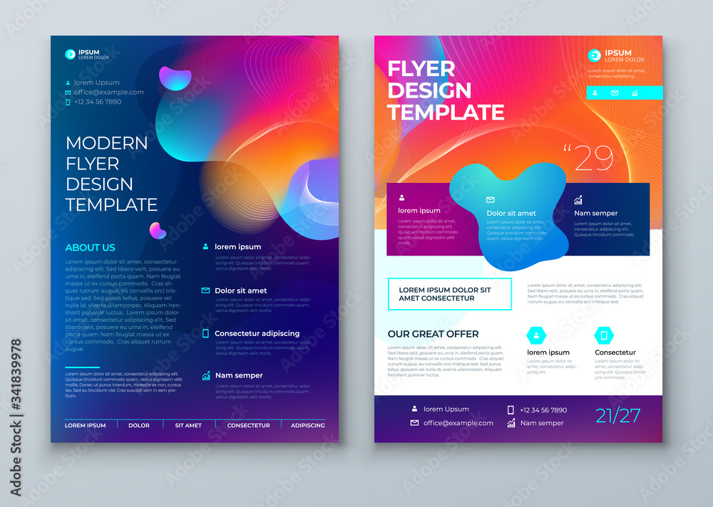 Liquid Abstract Flyer Design. Dark Fluid Dynamic Graphic Element for ...