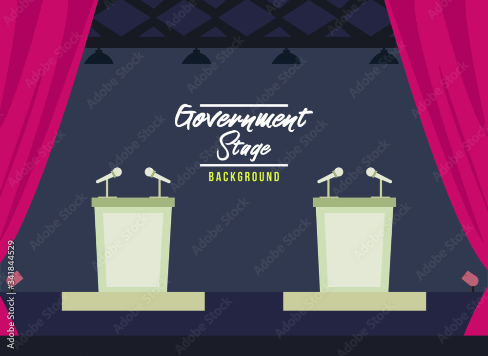 Two Parliament podium with stage. Two Politician podium with black ...