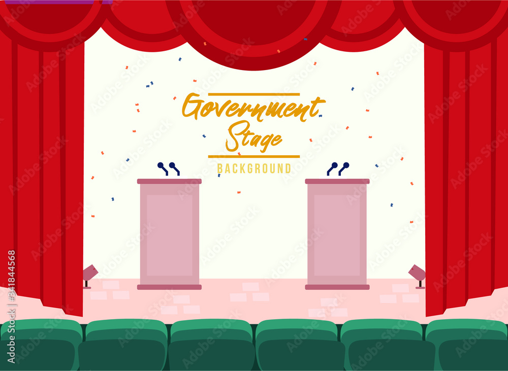 Two Parliament podium with stage. Two Politician podium with white ...