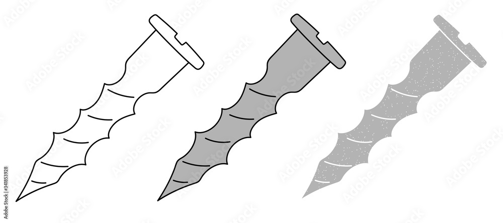 screw vector design. black and white. digital hand drawn. grain texture ...