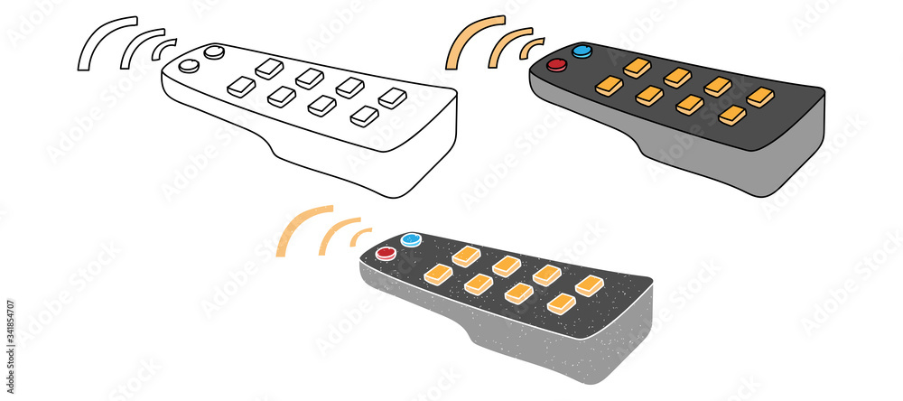 television remote vector design. black and white. digital hand drawn ...