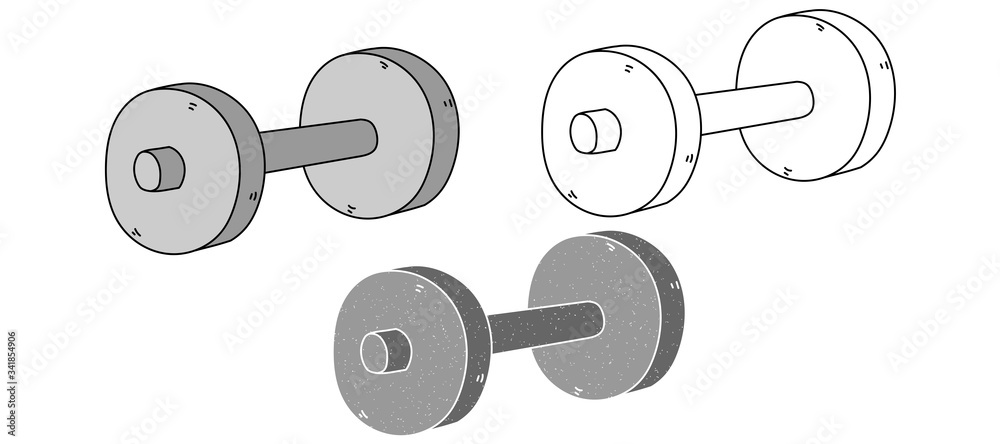 barbells vector design. black and white. digital hand drawn. grain ...