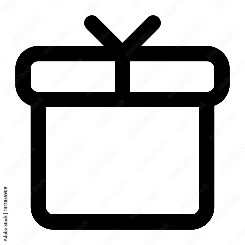 Gift box. Icon with outline style, perfect pixels and base size of ...
