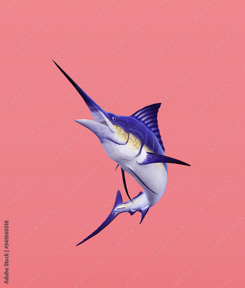 ภาพประกอบสต็อก Marlin fish on pastel color background,minimal style ...