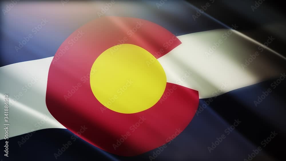 4k Colorado flag,state in United States America,cloth texture slow ...