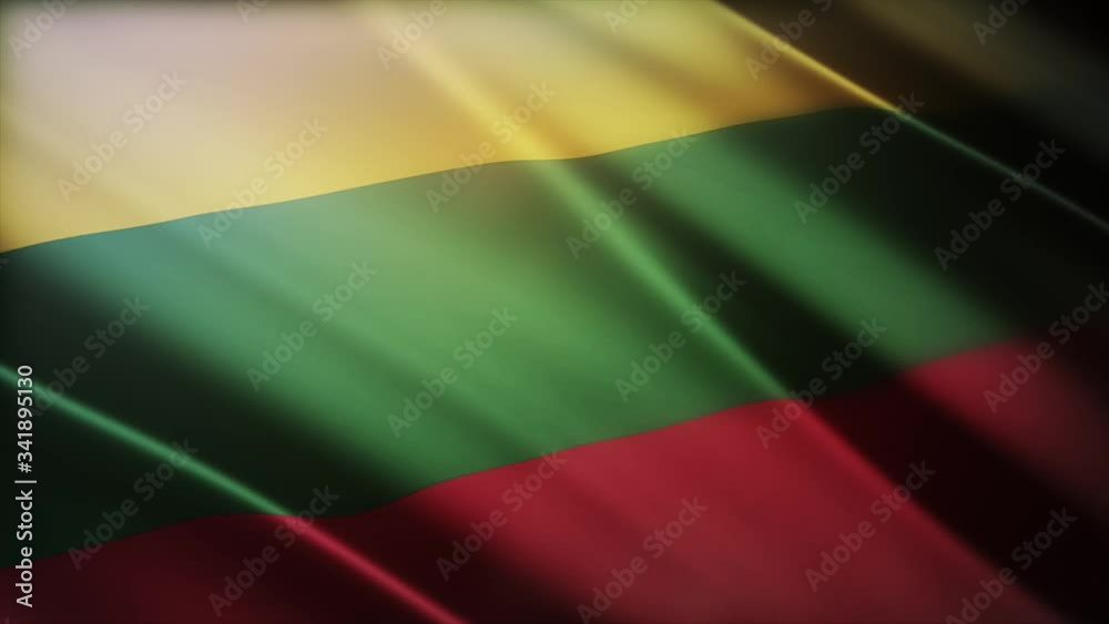 4k Lithuania National flag slow waving with visible wrinkles in ...