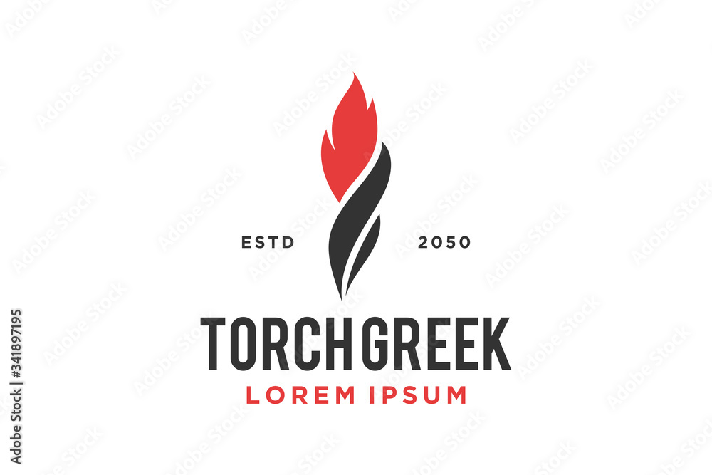 Ancient greek fire torch logo, ancient legend history symbol. Stock ...