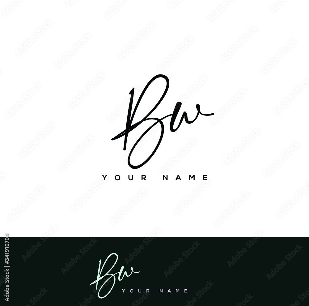 B W BW Initial letter handwriting and signature logo. Stock Vector ...