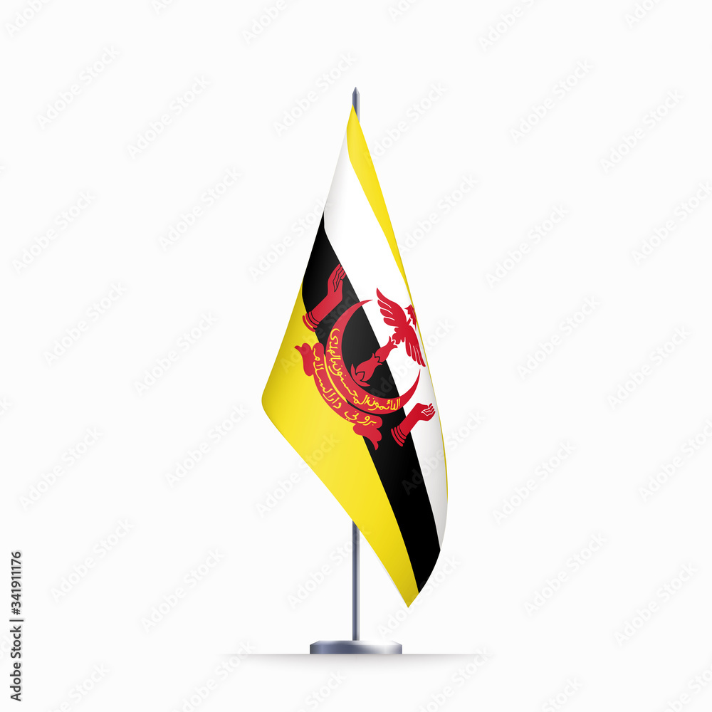 Brunei flag state symbol isolated on background national banner ...