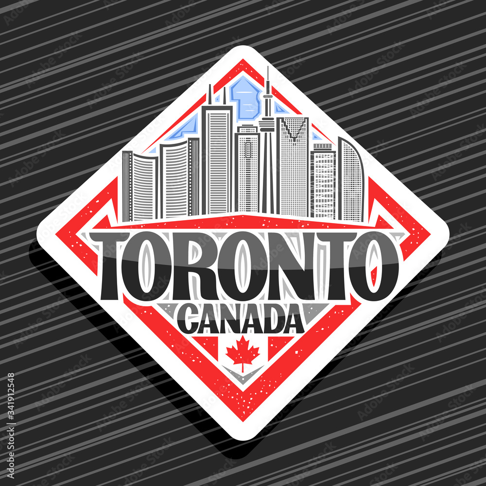 Vector logo for Toronto, white decorative road sign with line ...