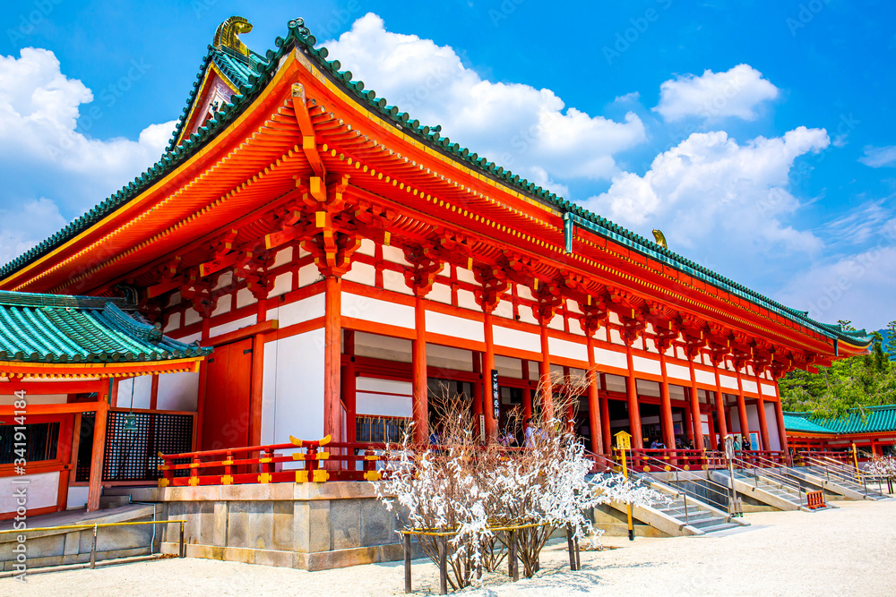 Main building of Heian Shrine in Kyoto. One of the most popular city ...